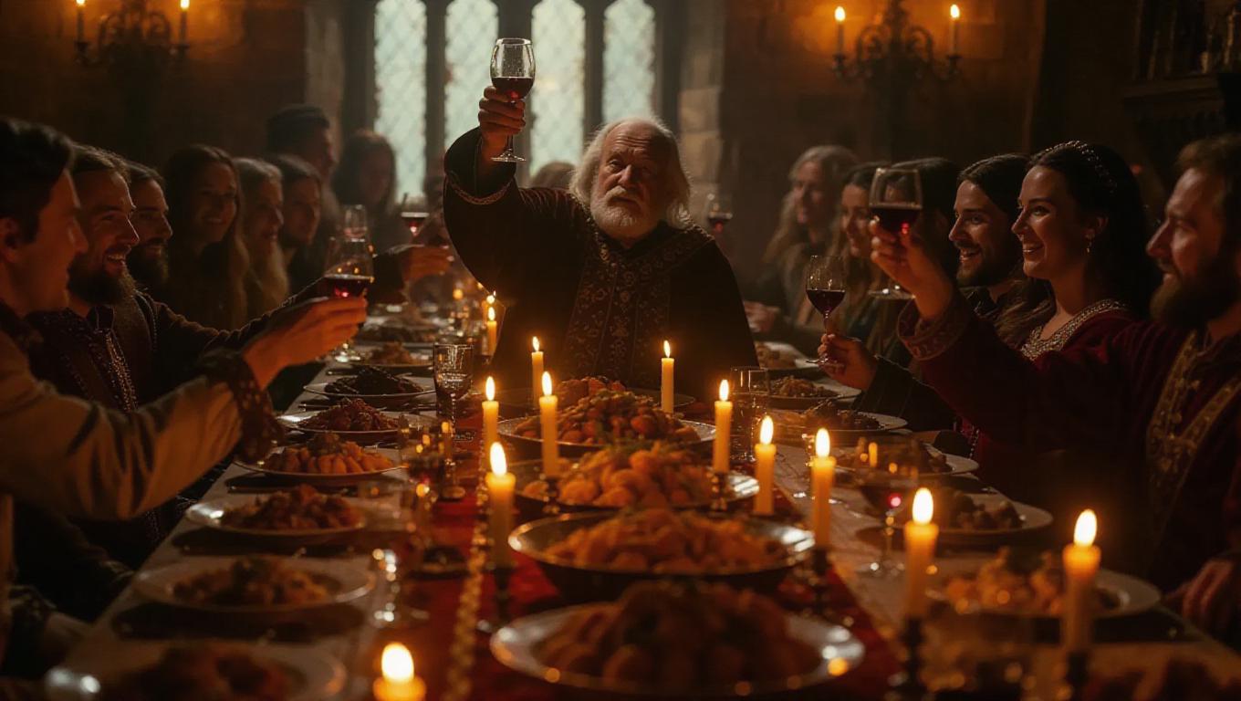 AI-Generated Medieval Feast Victory Celebration Art with Elder Toast ...