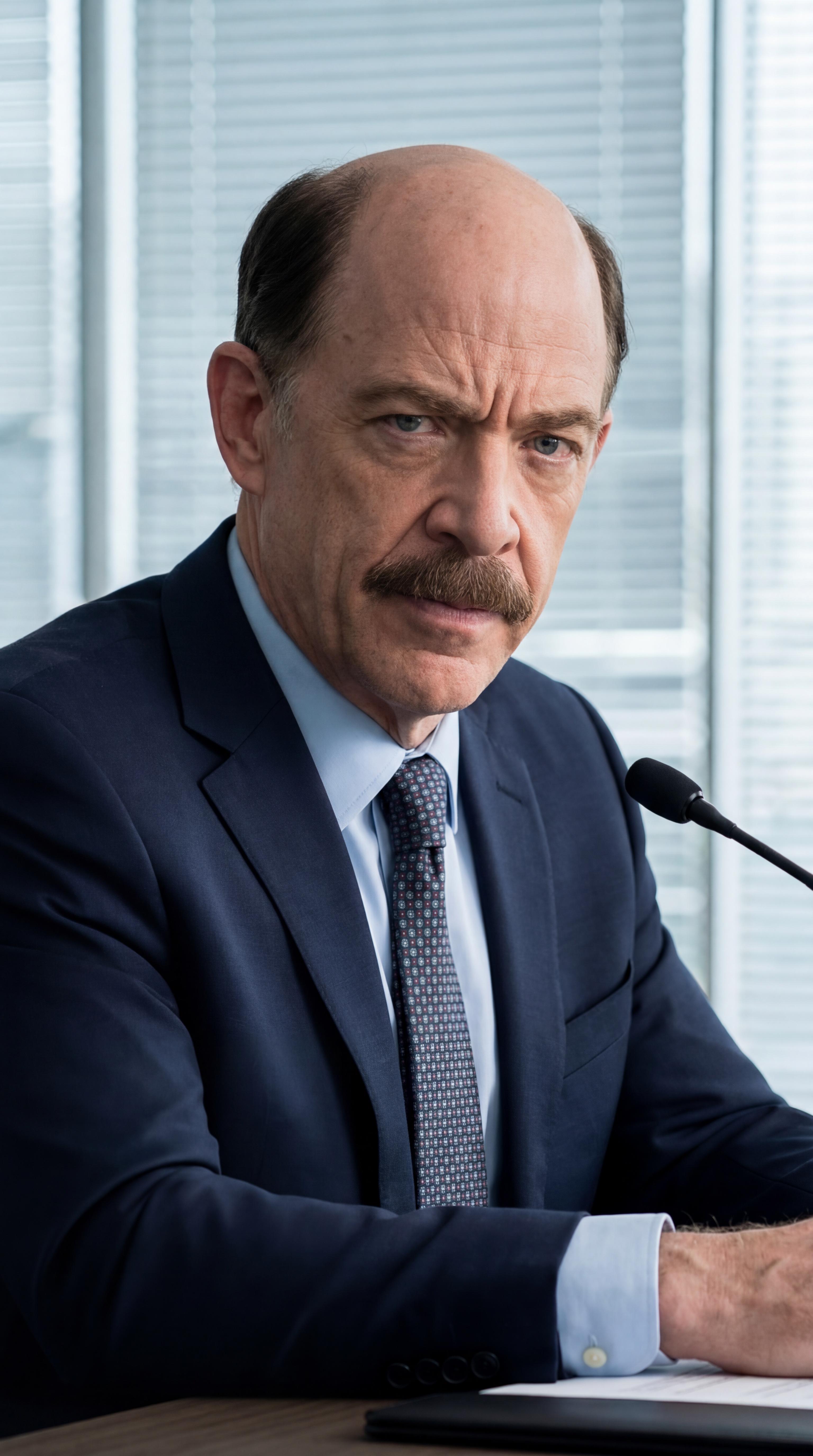 Morgan Edge (portrayed by Adam Rayner) and J. Jonah Jameson (portrayed ...
