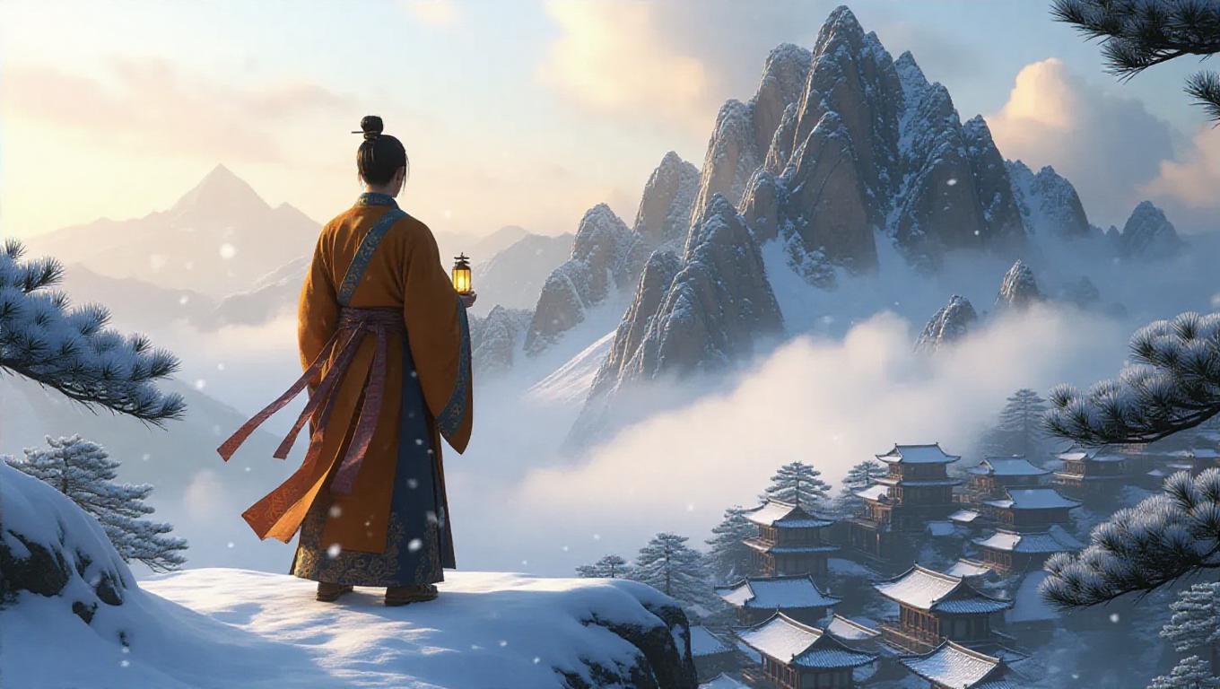 AI-Generated Chinese-Style Winter Landscape, Tang Dynasty Poet, Snowy ...