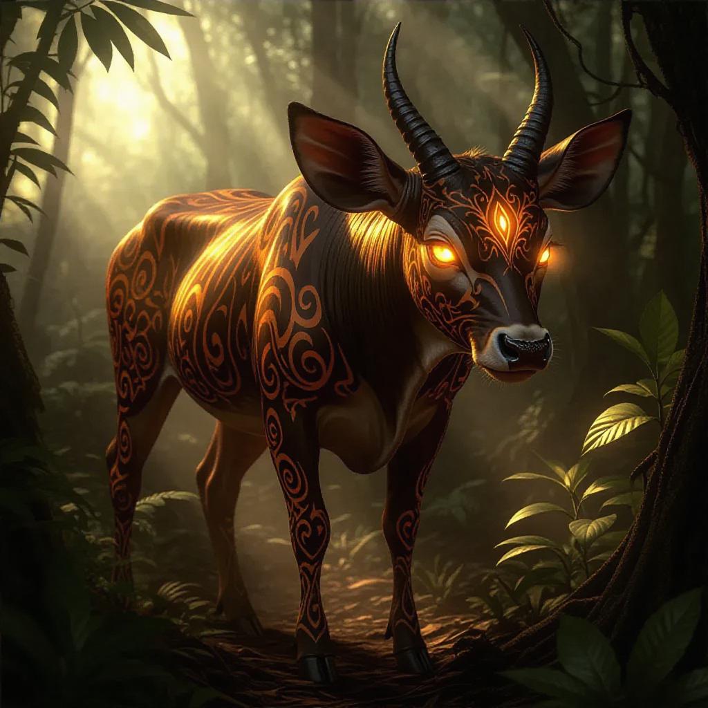 AI-Generated Poison-Type Hirola Creature Ruddy-Brown Orange-Brown Dark ...